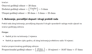 KAKO SE RAČUNA GODIŠNJI ODMOR